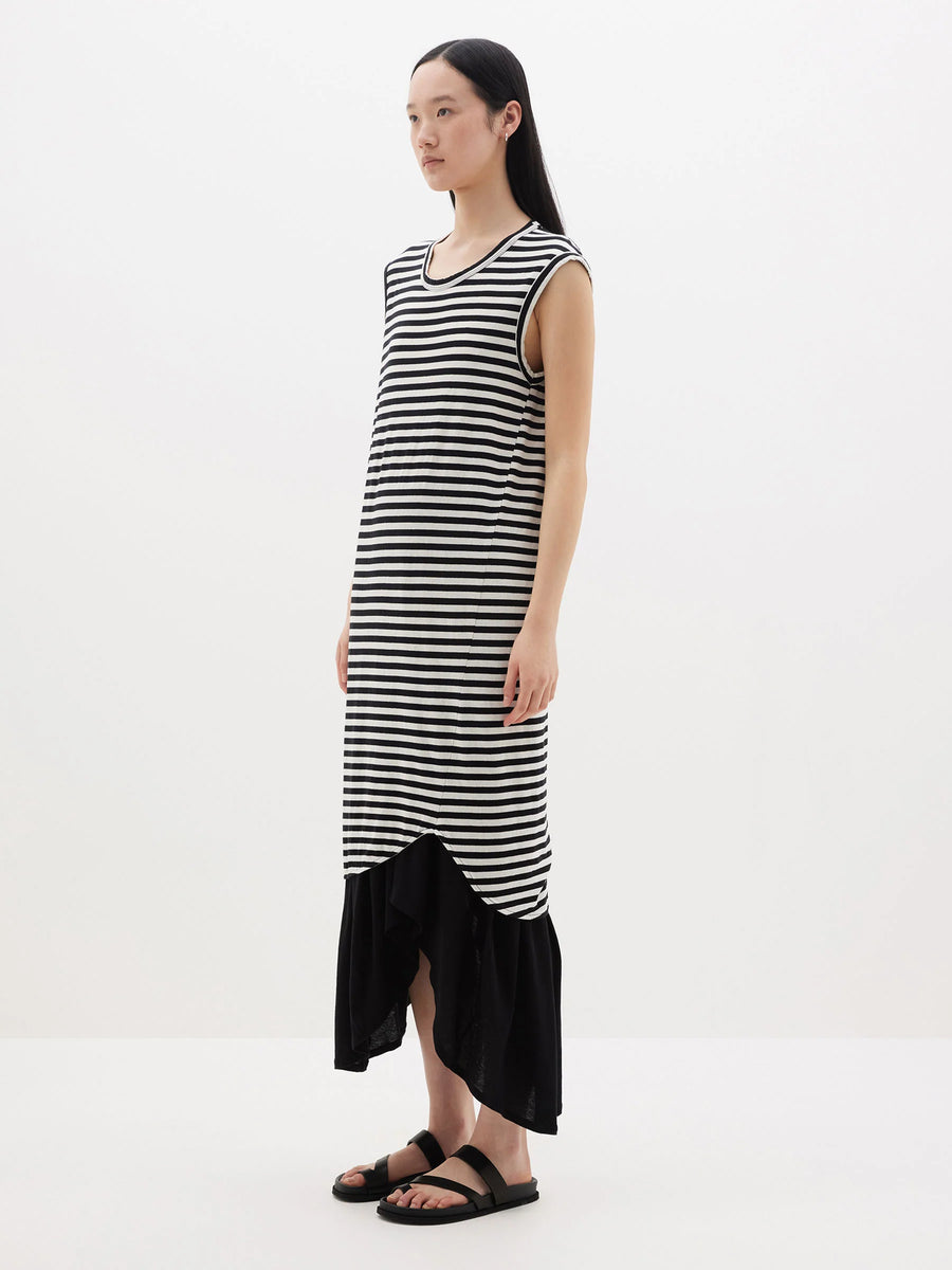 Bassike / Stripe Slim Muscle Tank Dress / Undyed + Black – Corso Merivale