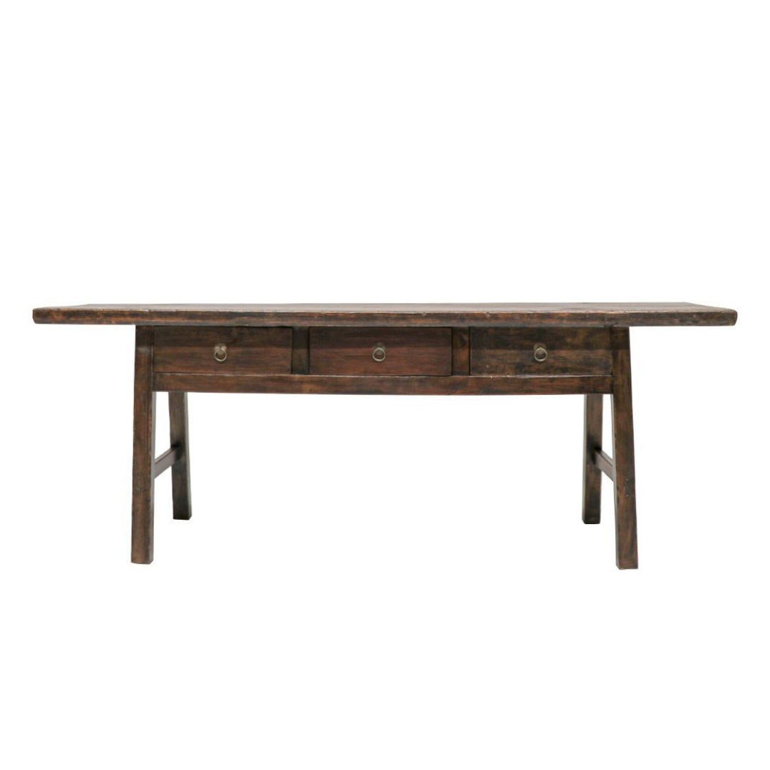 Antique Chinese Butcher's Block Table / 3 Drawer / Dark – Corso Merivale